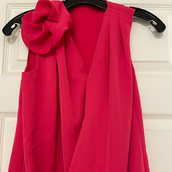 Tops | Fuschia Sleeveless Blouse With Flower Detail | Poshmark